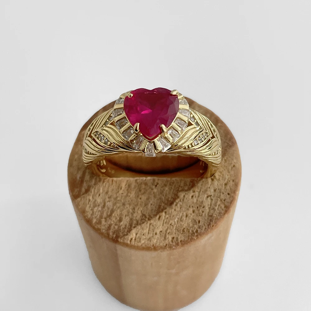 Carline Diamond Engagement Heart Ring Custom Fine S925 Sterling Silver ...