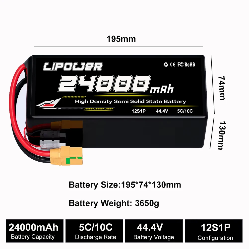 FPV Lipo Battery Drone 3S 30000mah 5C 10C 11.1v 22.2V Drone Semi-solid ...