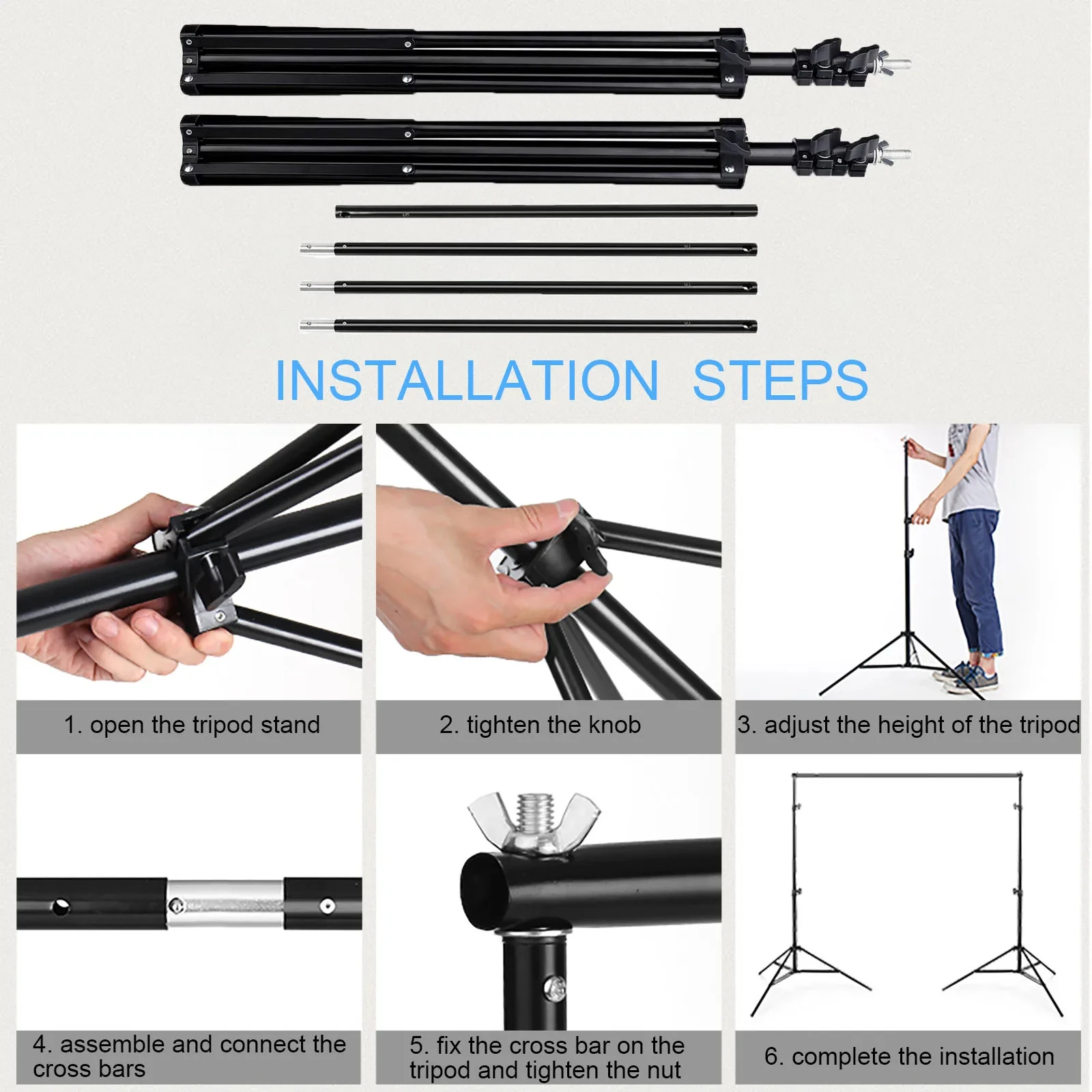 Backdrop Background Stand Kit Green Screen Cloth Soft Box Led Light ...