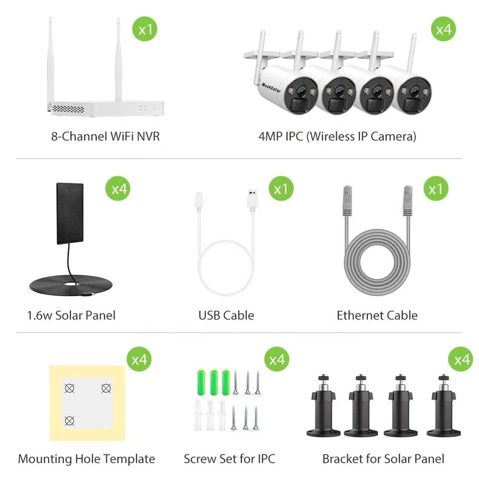 4mp Solar Power Security Cctv Camera System Outdoor Wireless Wifi Solar ...