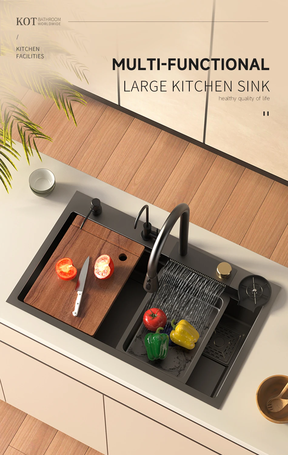 Kot Modern Luxury Smart Multifunction Waterfall With Digital Display ...