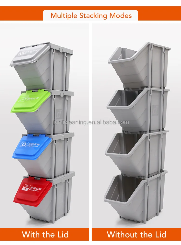 Community Waste Segregation Bin Wheeled Plastic Stackable Recycle Bin ...