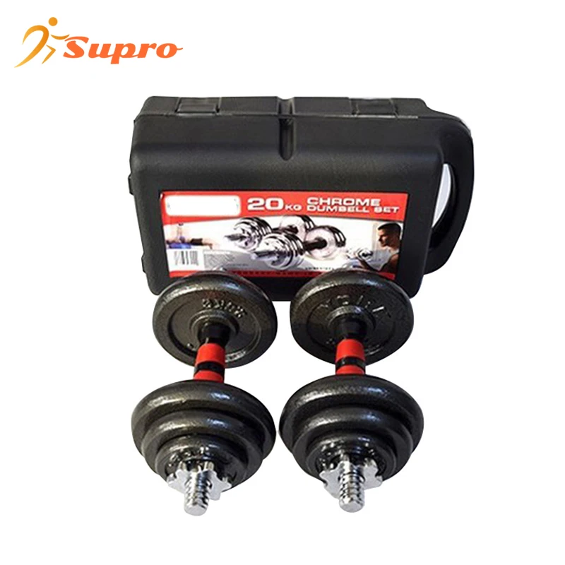 Supro Gym Fitness Sports Cast Iron Adjustable 5-100lbs Dumbbell Set ...