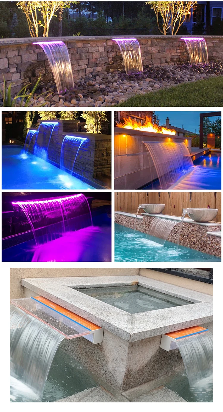 Outdoor Waterfall Wall Water Fountain Decoration Sheer Acrylic Water ...