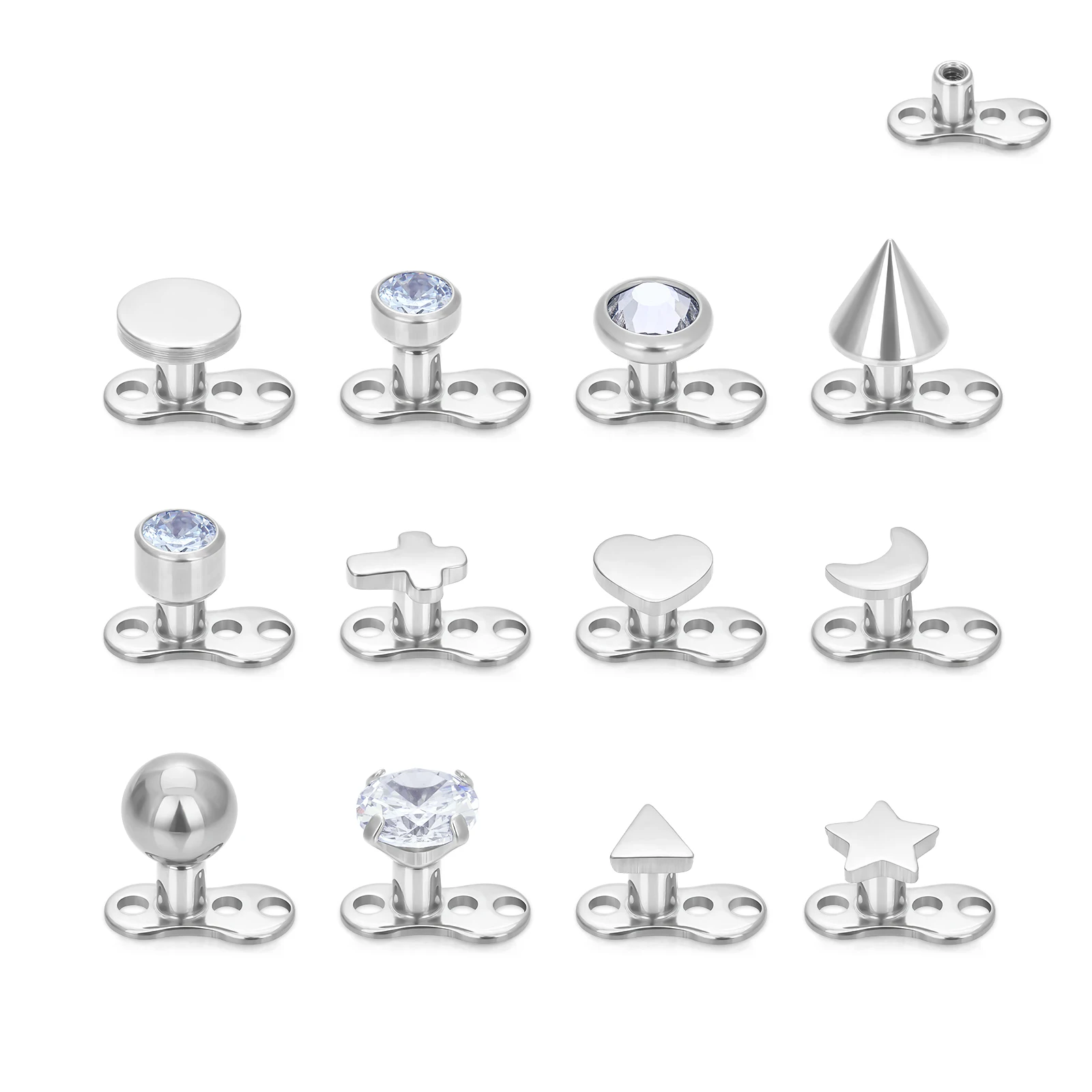 Titanium Internally Threaded Dermal Anchor With Gem Ends - Oem