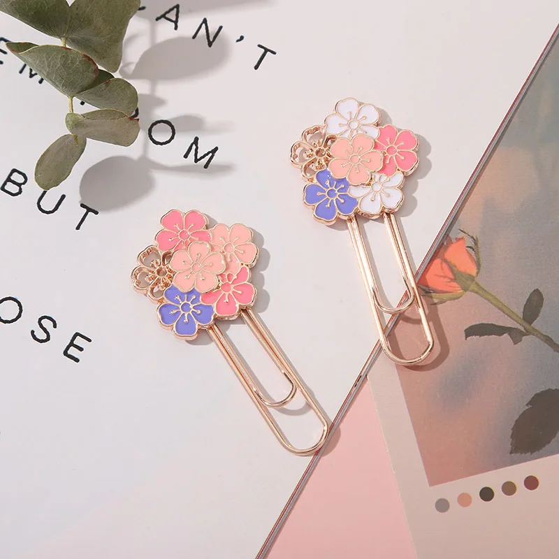 Cute Cherry Blossom Flower Design Metal Paper Clips