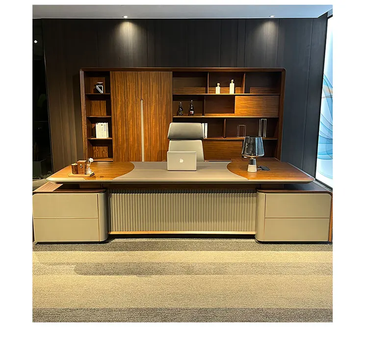 Wooden Luxury Office Table With Chair Modern Design Boss Desk Executive ...