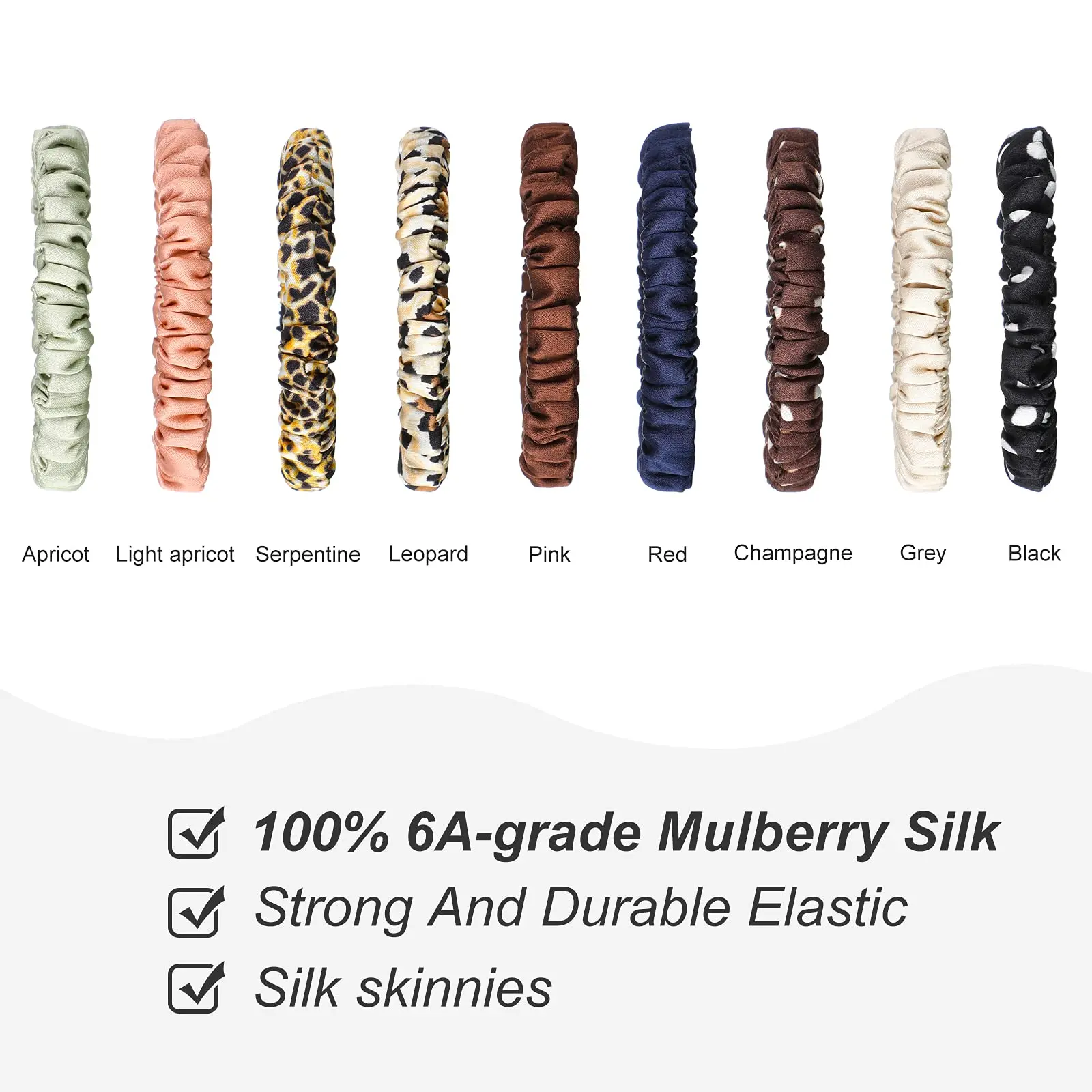 Small Size1cm Scrunchy 16mm 19mm 22mm Nature 100%silk Skinny Elastic ...