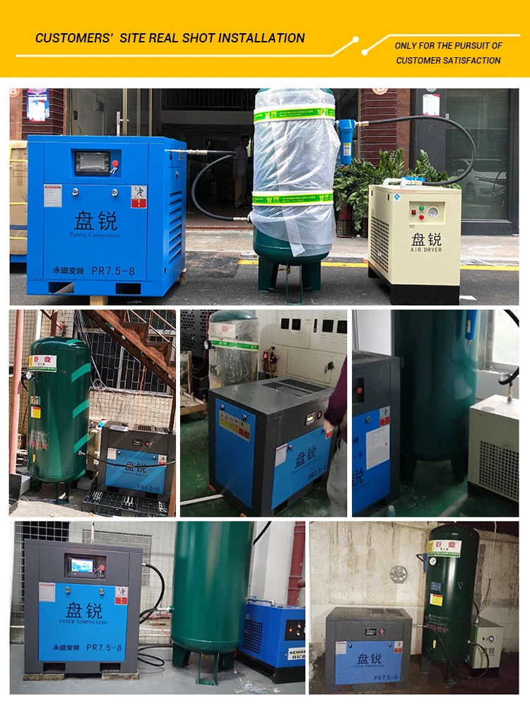 7.5 Kw 10hp 1000 Liter Gas Tank Rotary Industrial Compressors 7-13 Bar ...