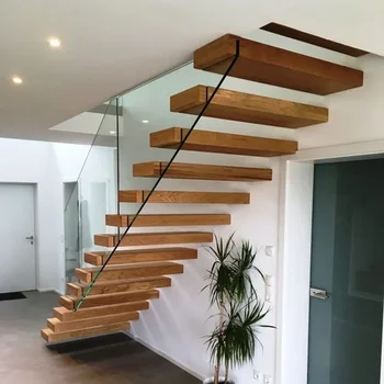 Modern Stringer Hidden Floating Stairs Wooden Tread Staircase Design ...