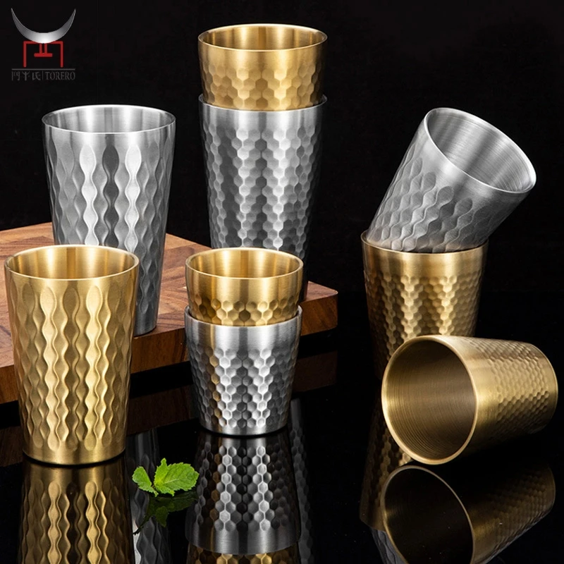 304 Stainless Steel Water Ripple Diamond Hammer Pattern Cup Lightweight ...