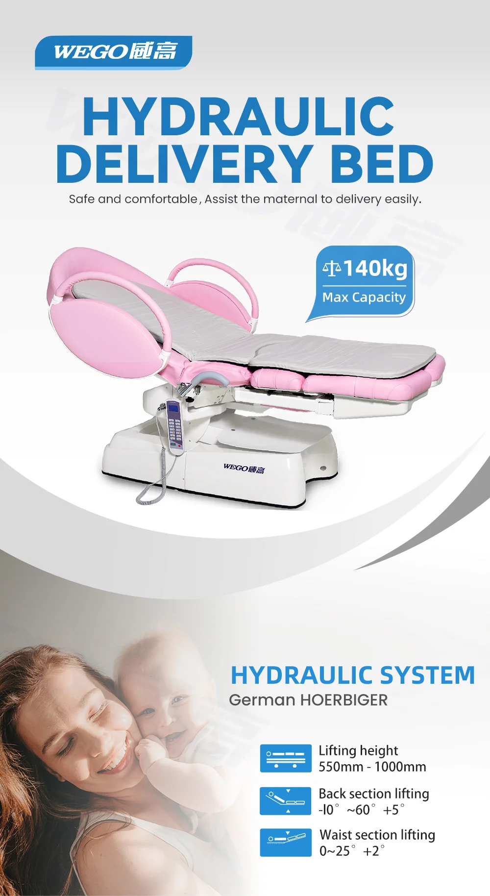 WEGO Hydraulic Gynecology Operating Theatre Equipment Ot Birth Table ...