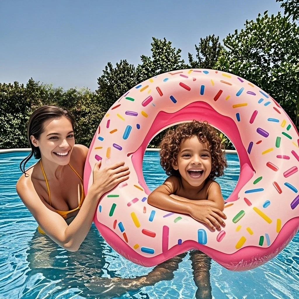 Inflatable PVC Swim Ring Summer Toy Safety-Feature Foldable Pool Float ...