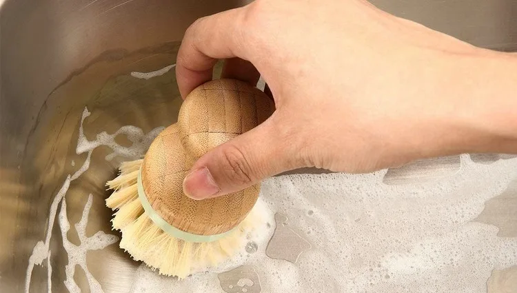Bamboo Handle Wooden Scrubbers Cleaning Dish Scrub Brushes Stiff ...