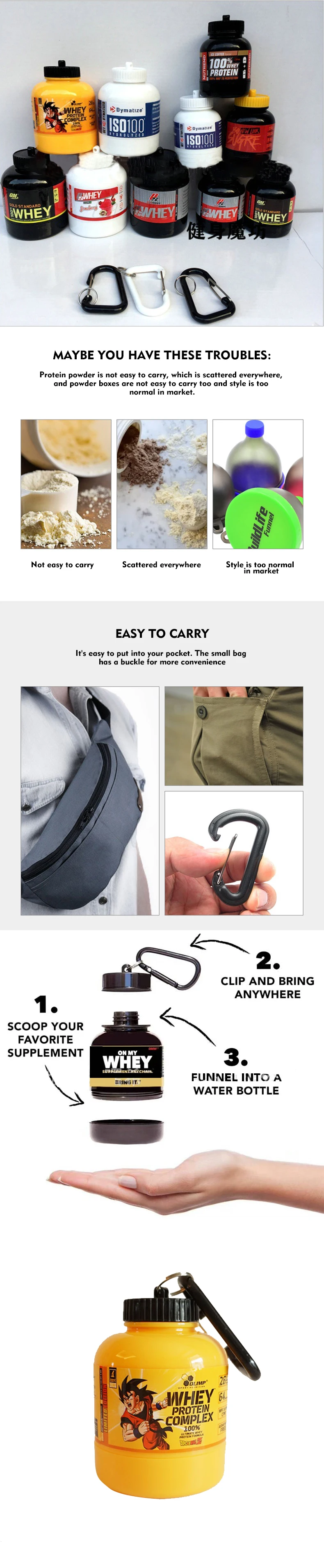 100ml Portable Whey Protien Milk Protein Powder Storage Container ...