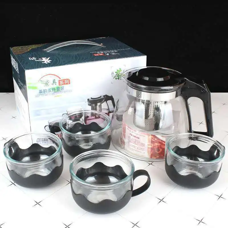 Teapot Gift Set 5piece Glass Flower Teapot Large-capacity Household ...