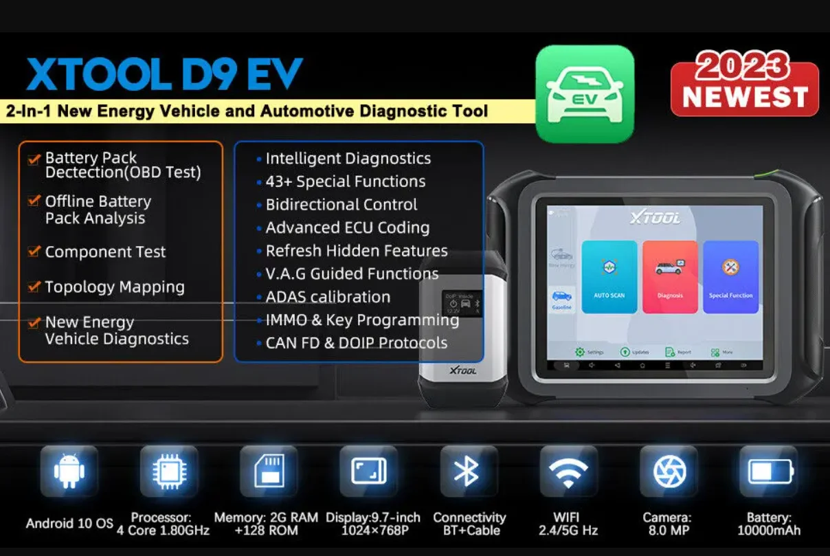 XTOOL D9 EV - Advanced Diagnostic Tool for New Energy Vehicles