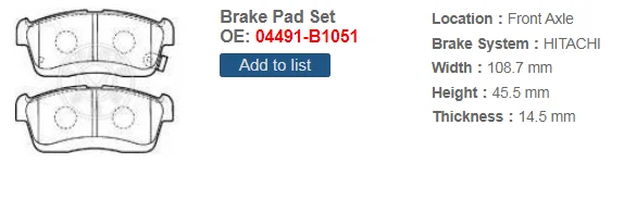 High Quality No Noise Customizable Front Brake Pads for Toyota