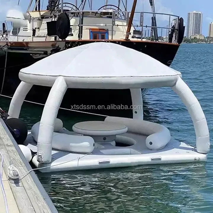 leisure Cabana Raft Lounge inflatable floating pontoon dock water ...