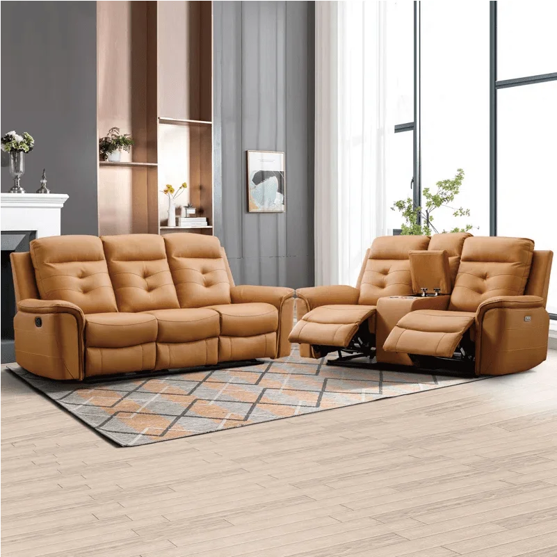 SANS Modern Leather Power Electric Motion Recliner Sofa Set With ...