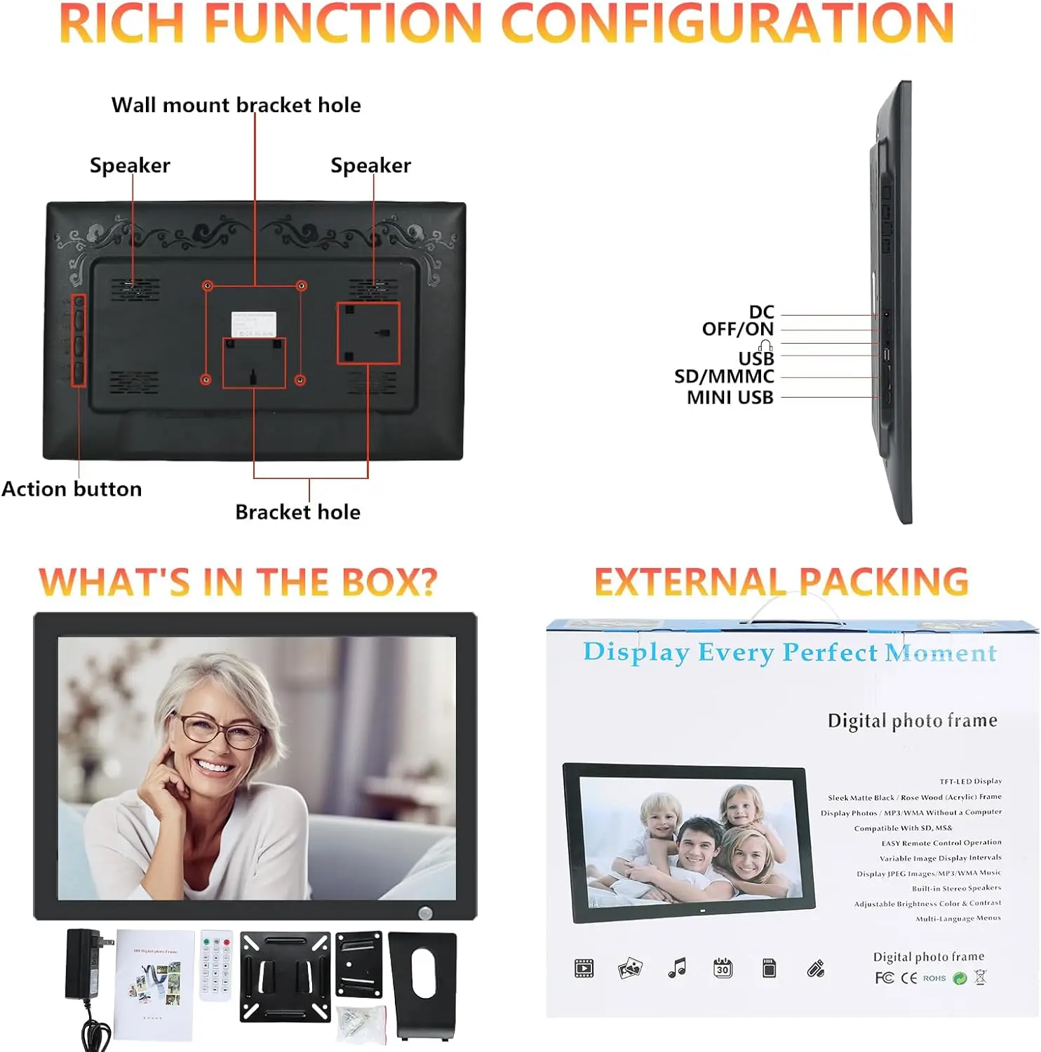 Smart Sensor 20-inch Digital Picture Frame 1680*945 HD Screen Digital ...