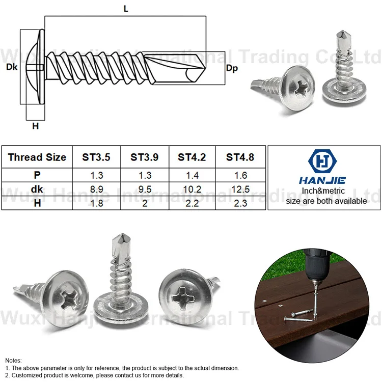 Ss304 410 Modified Truss Wafer Phillips Head Tek Roofing Self Drilling Screws For Sheet Metal ...