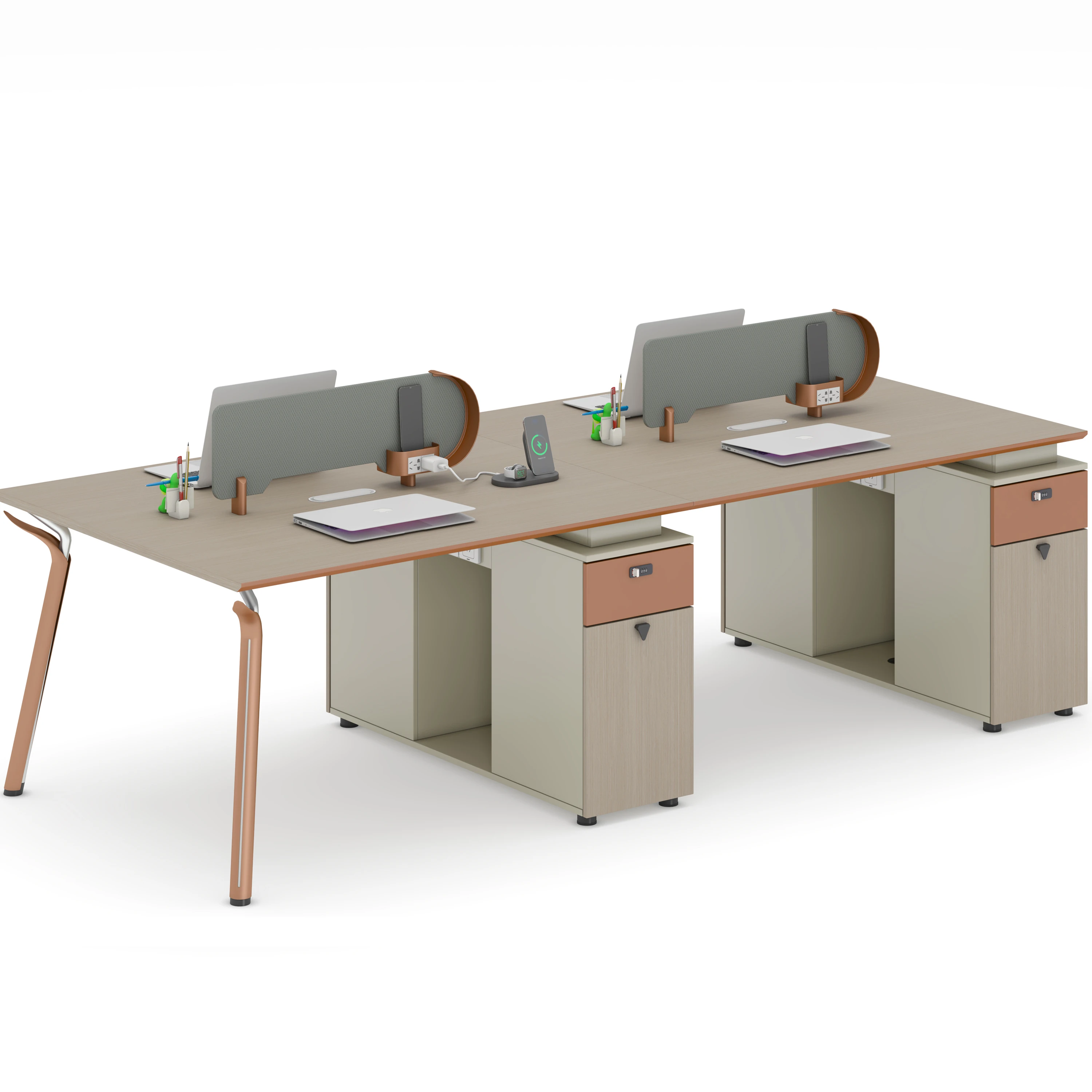 Hot Sale Item Modern Office Modular Dreamlike Maple Wood Office 4 Seats ...