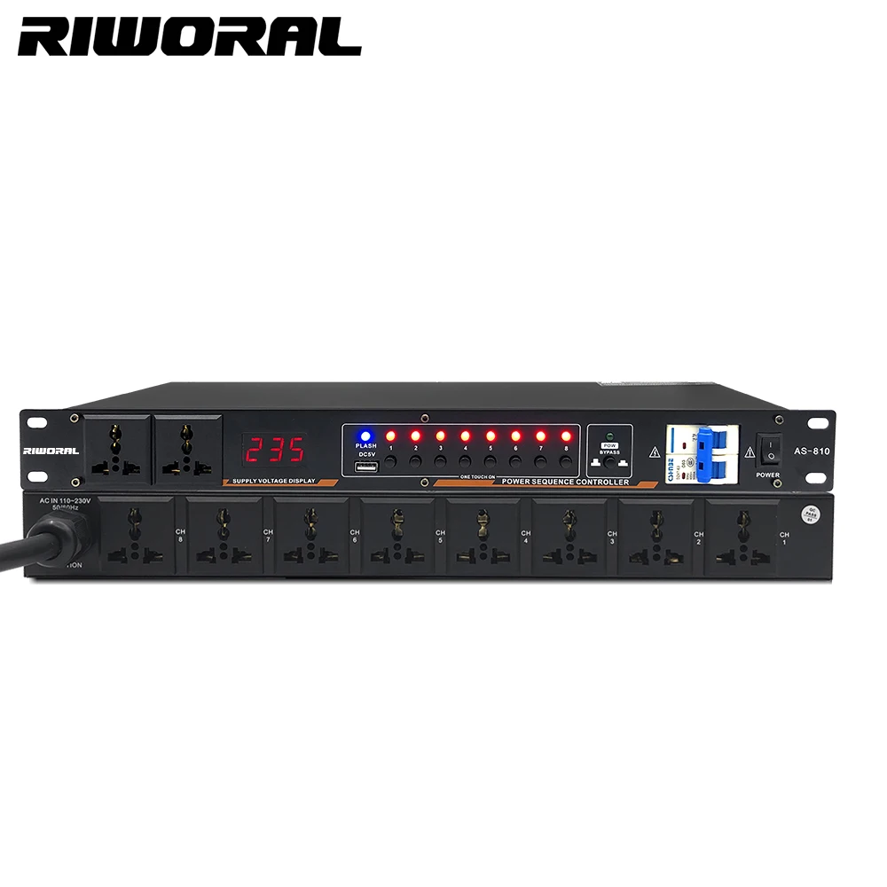 30a 8-channel Audio Power Sequencer Controller With Lcd Screen
