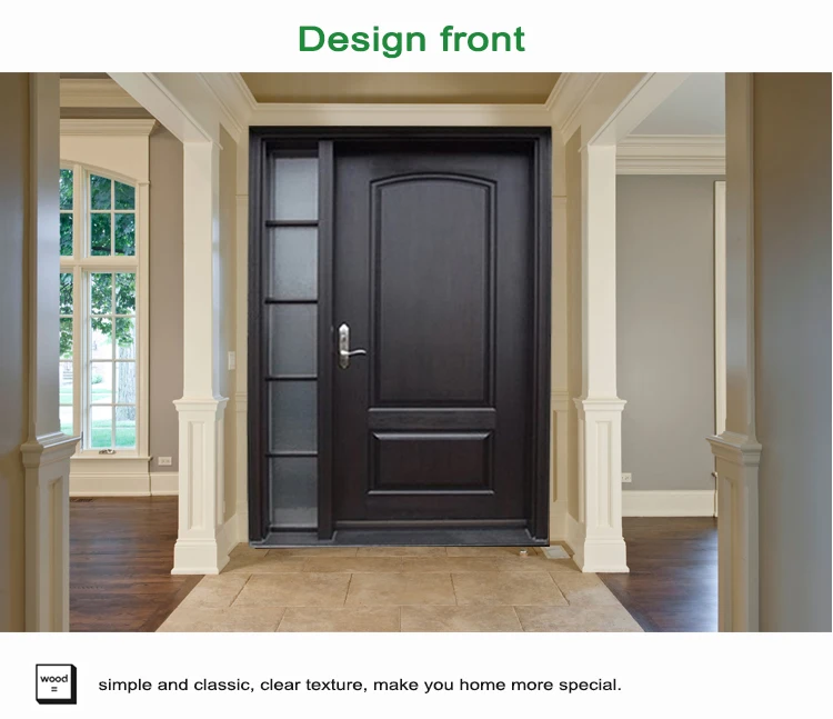 48 Inches Modern Pre-Hung Exterior Double Solid Wood Doors