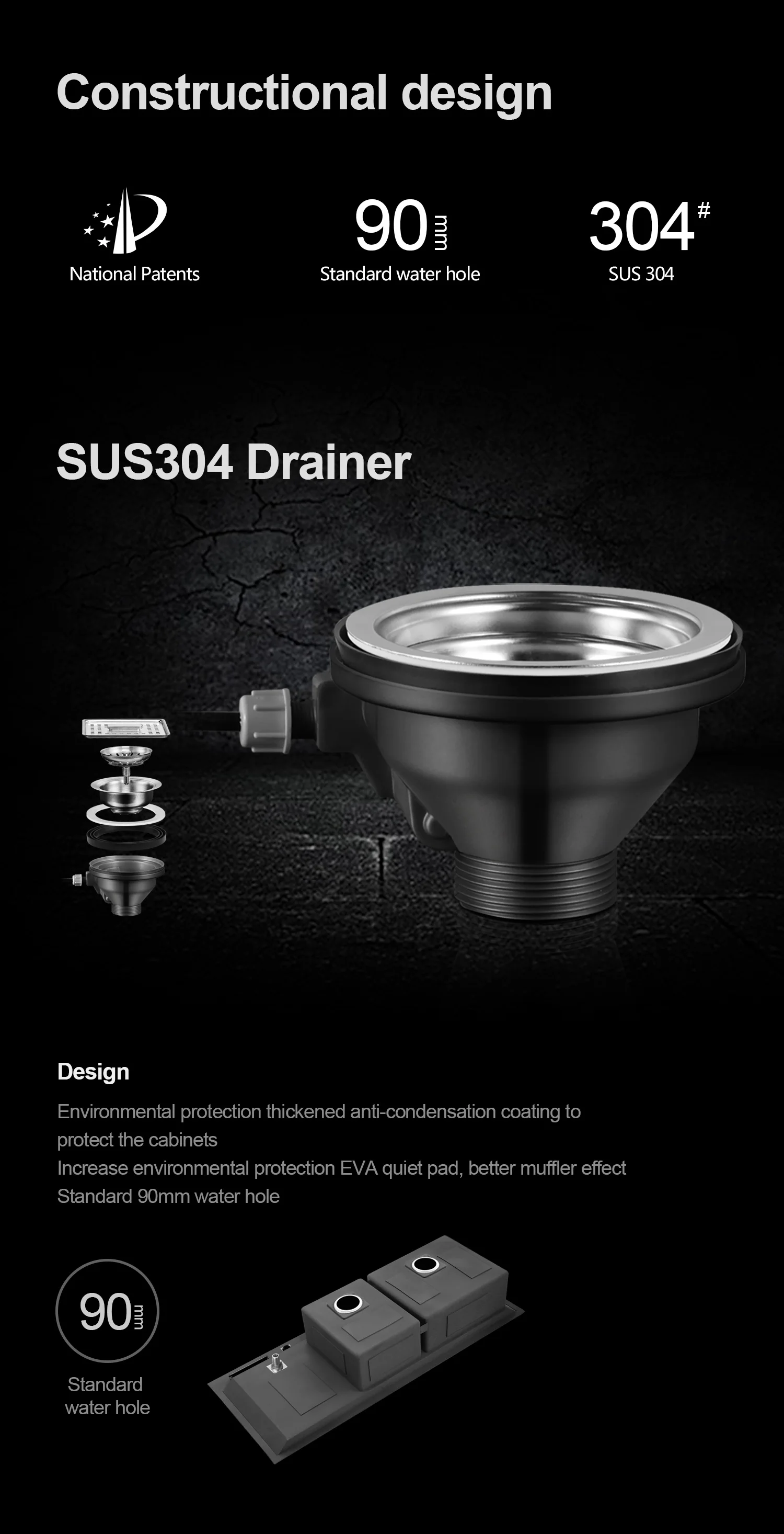 Asras Model Ss304 Nano Hydro Purification Kitchen Sink