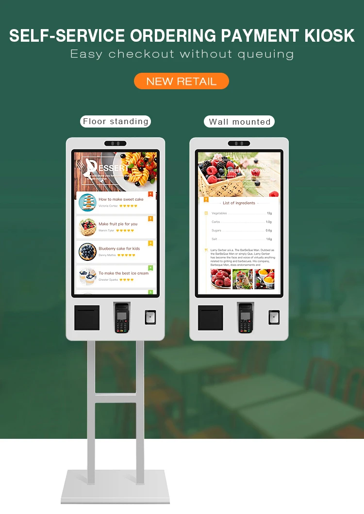 Big Promotion Restaurant Food Menu Ordering Kiosk 24inch