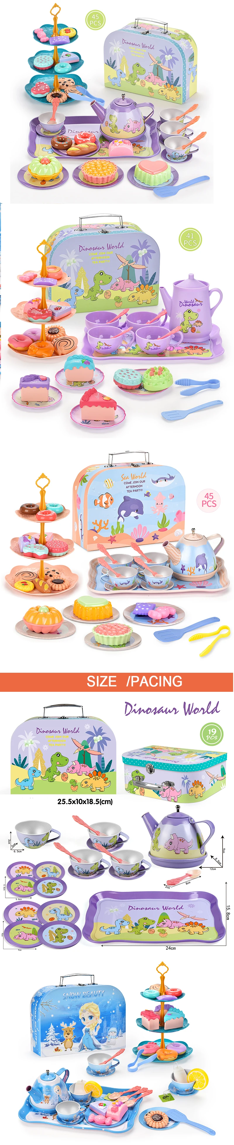 Wholesale Dinosaur Tea Set Pretend Toy Stainless Steel Girl Toy Tea ...