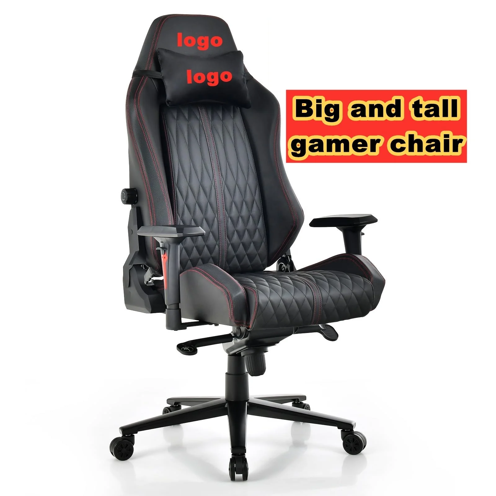 Synthetic Leather Gaming Chair Adaptive Lumbar Support Adjustable ...