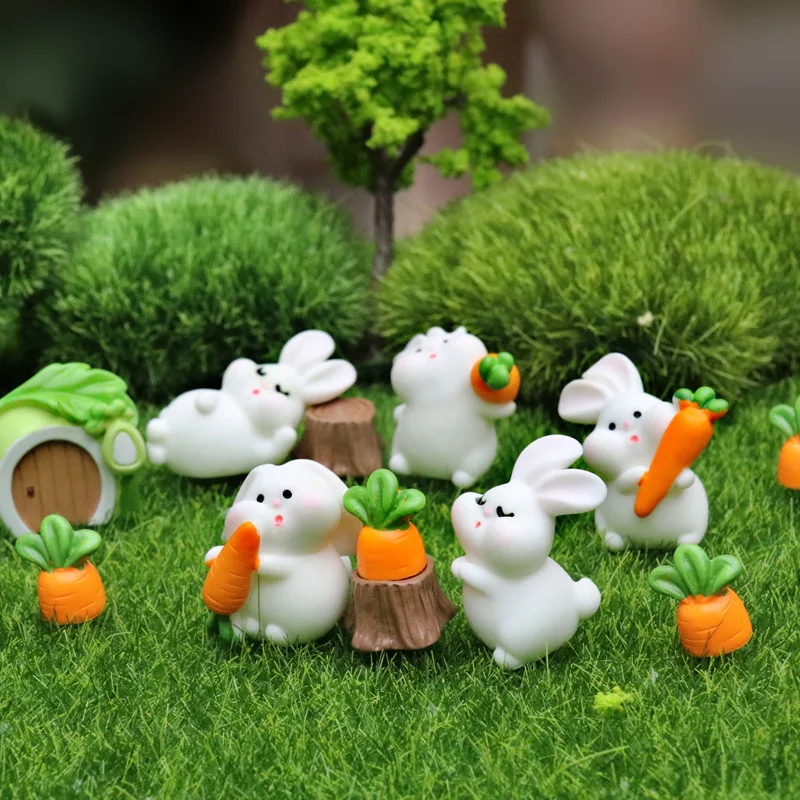 White Rabbit Figure Miniatures Easter Figurines Mini Landscape Home ...