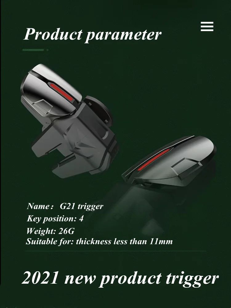 G21 Mobile Game Trigger For Pubg Phone Gaming Controller Alloy Gamepad Joystick Aim Shooting L1 ...