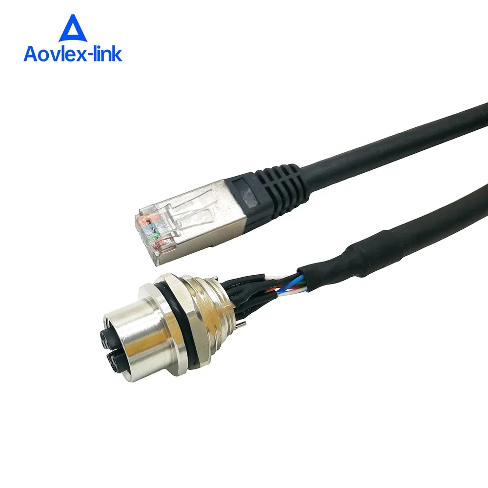 X-code M12 8pin Female To Rj45 Cable M12 X Coded Panel Mount Connector ...