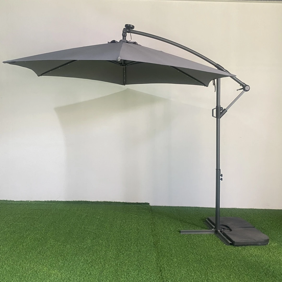 Garden Aluminium Umbrellas Solar Powered Heavy Duty Parasol Rectangle ...