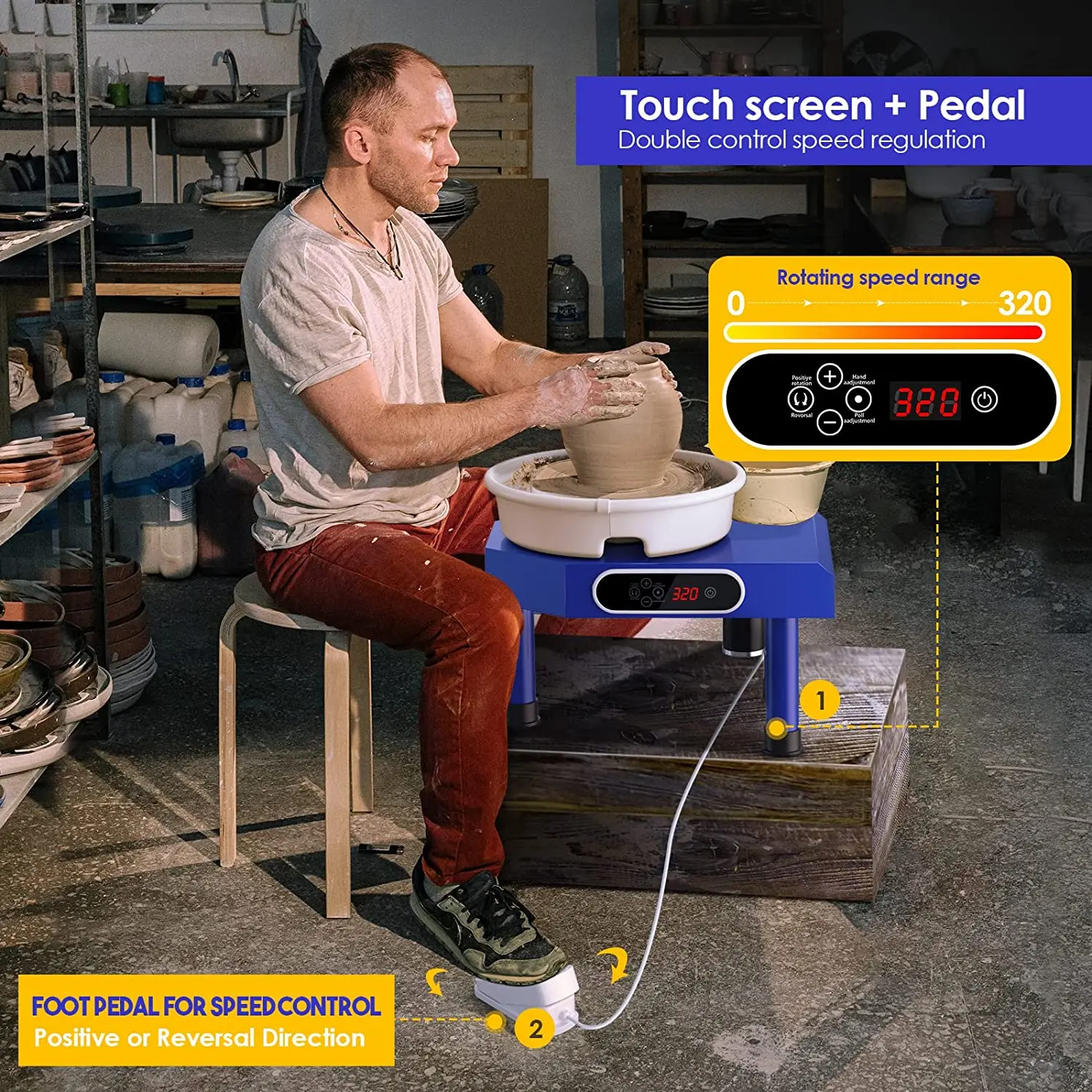 Electric Pottery Wheel Machine 25CM - Bview Ceramic Machine