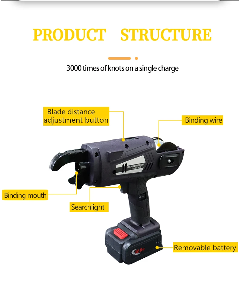 Battery Powered Construction Tools Rebar Tying Machine Tie Together ...