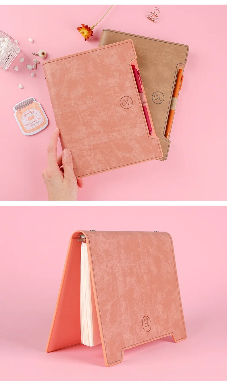 Simple Retro Leather Notepad Creative Multi-function Loose-leaf 6-hole ...