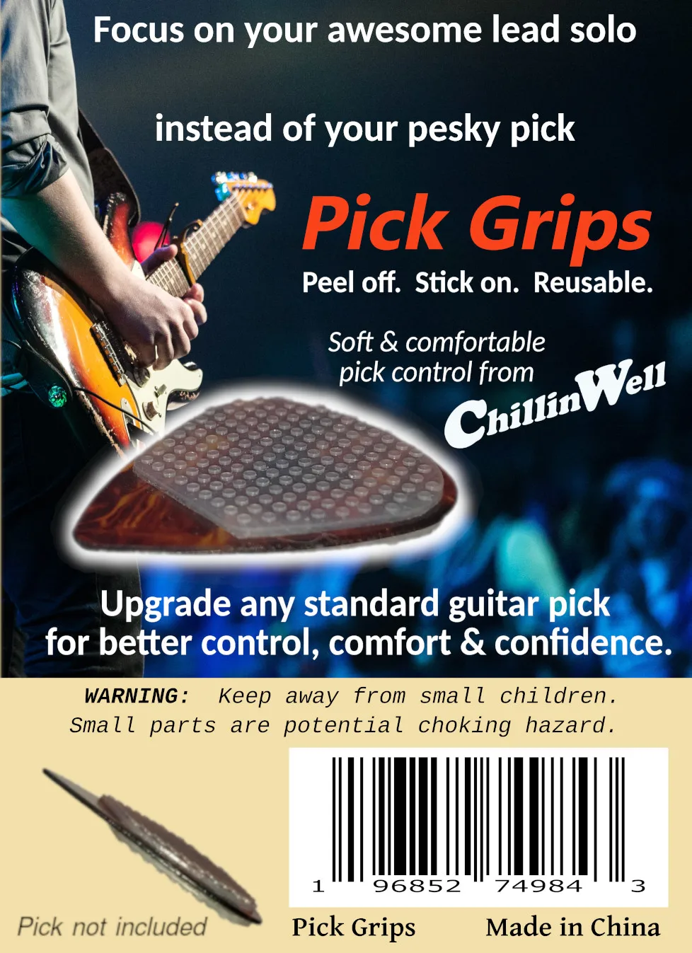High Quality Guitar Pick Grips 16pc Large Grippy Non Sticky Colorful ...