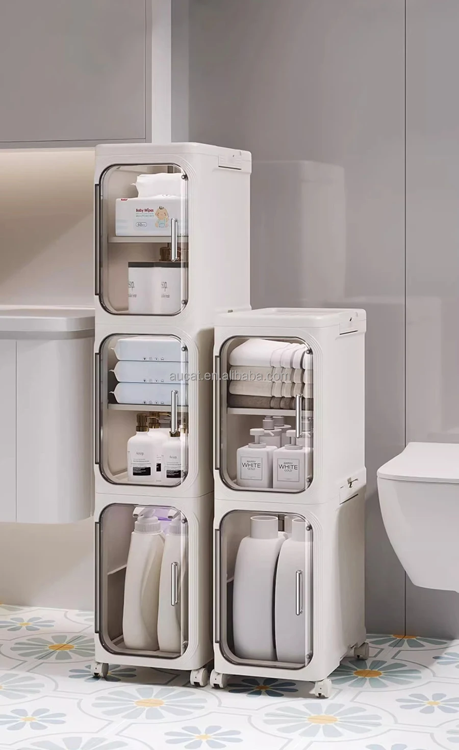 Foldable White Bathroom Gap Container PP Storage Rack Shelf Plastic ...