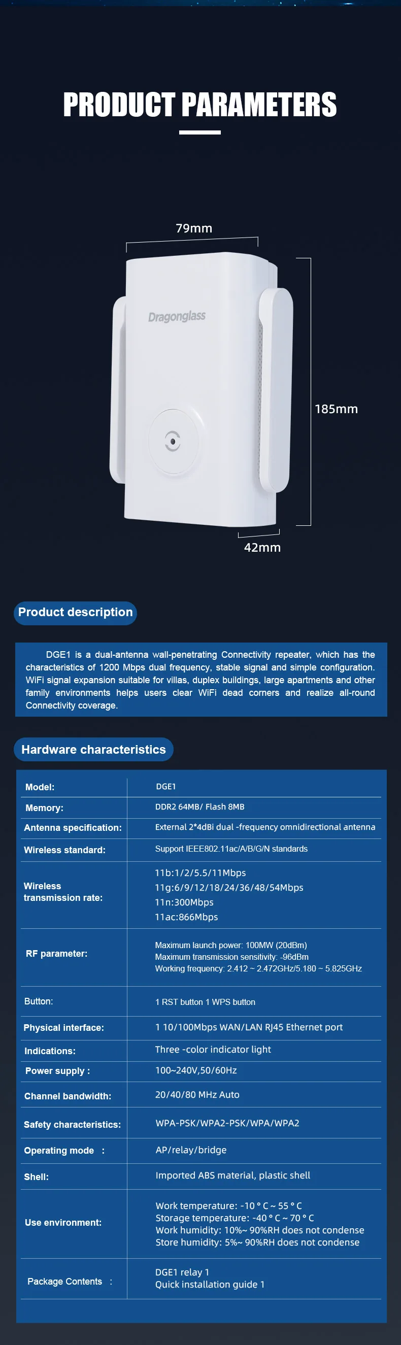 Odm/oem Dual Band 1200mbps With 2*4dbi Antennas Strong Power Amplifier ...