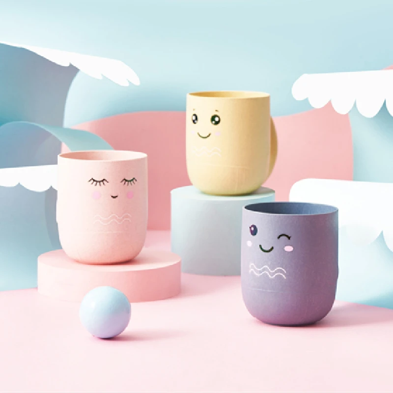 Cute Cartoon Wheat Straw Kids Cup Baby Children's Mouthwash Cup With ...