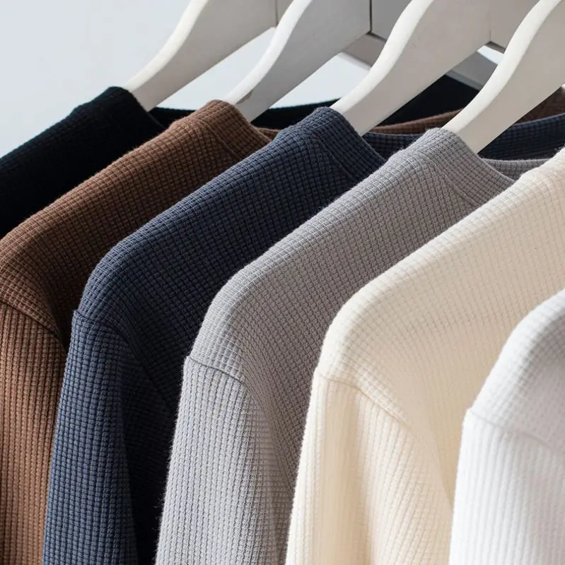 Customized Tee Shirt Design Plain Men's Waffle Fabric Tshirts 100% ...