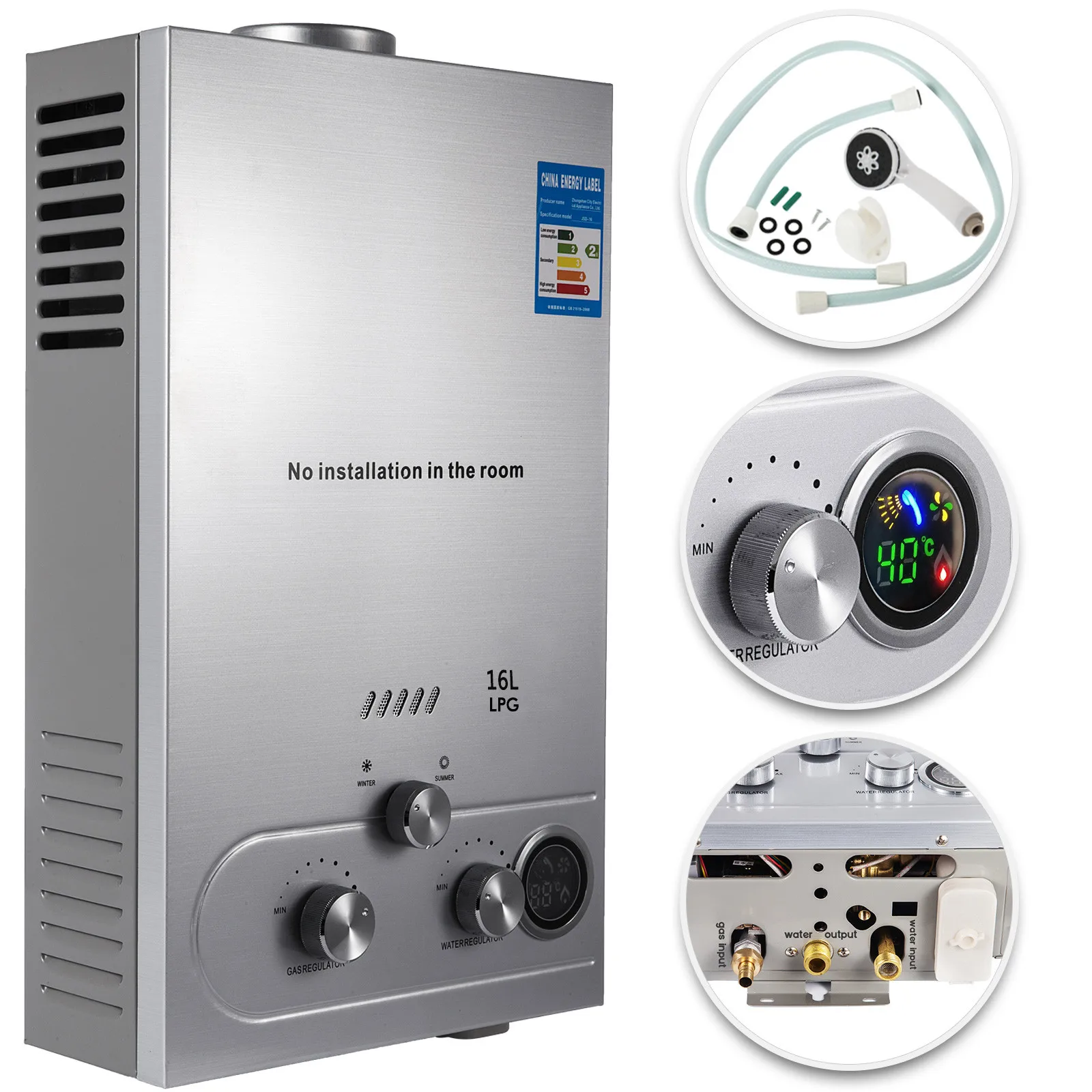 Vevor Latest 16l Intelligent Tankless Gas Water Heater Natural Gas ...