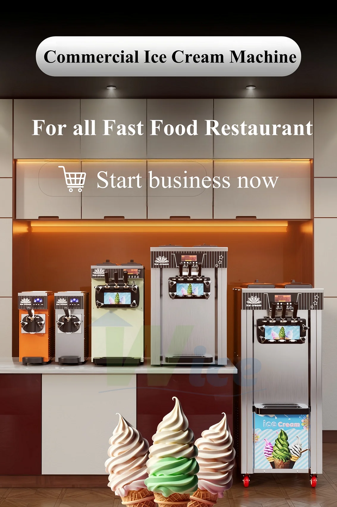 WICE BRAND Ice Cream Machine - High Productivity & Easy Use