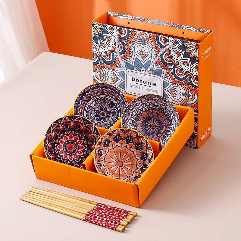 Colorful Printed Under Glazed Boho Gift Set Kitchenrice Salad Bowl Gift ...