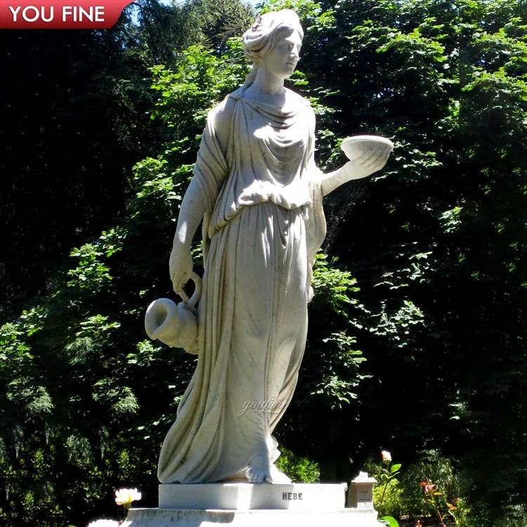 YOUFINE Life Size Classical White Marble Cupbearer Hebe Statue for ...