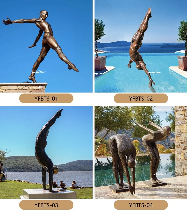 Outdoor Swimming Pool Sculpture Man Diving Athlete Bronze Statue - Buy ...